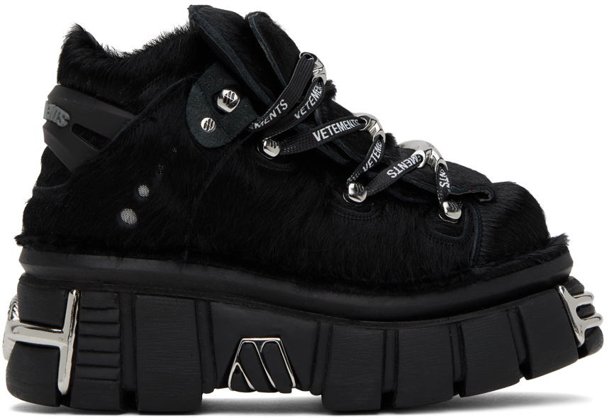 Vetements X New Rock Edition Platform Sneakers In Black Horse Hair